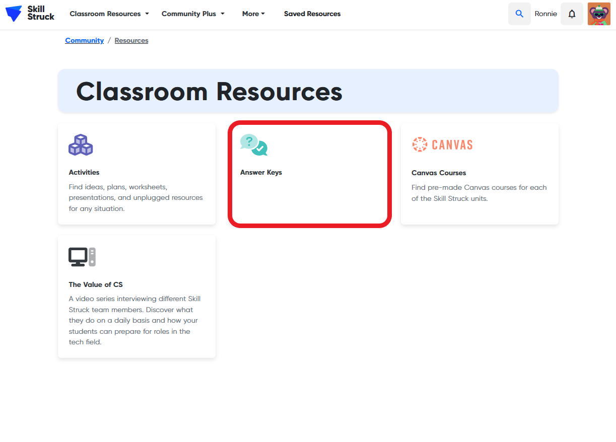 FAQ: Can I access answer keys through Skill Struck Community?