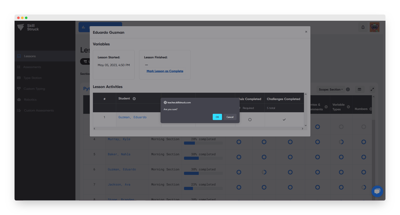 How to Mark a Lesson as Complete